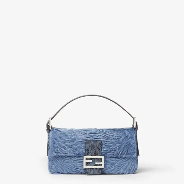 Fendi Baguette® 26424 Light Indigo Swakara Fur Bag
